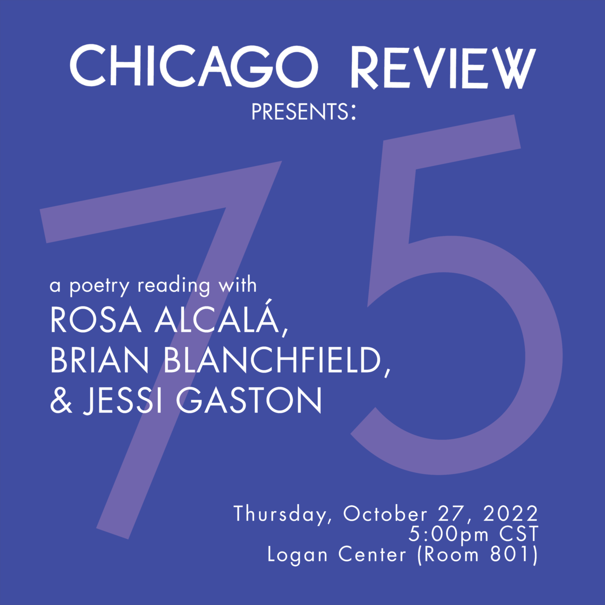 Poetry Reading with Rosa Alcalá, Brian Blanchfield, and Jessi Gaston ...